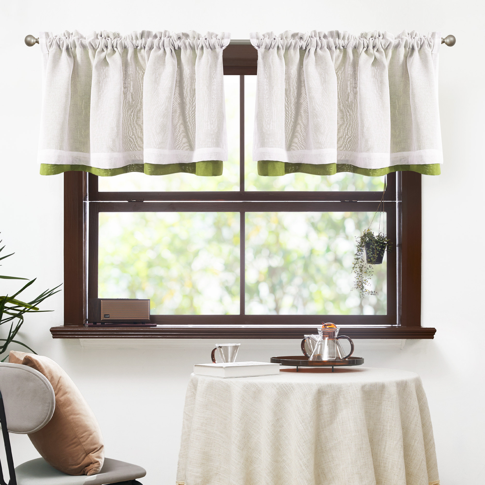 Ebern Designs Rod Pocket Double layer Window Valance | Wayfair