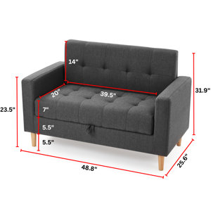 DormCo 48.8'' Square Arm Mini Sofa with Storage | Wayfair