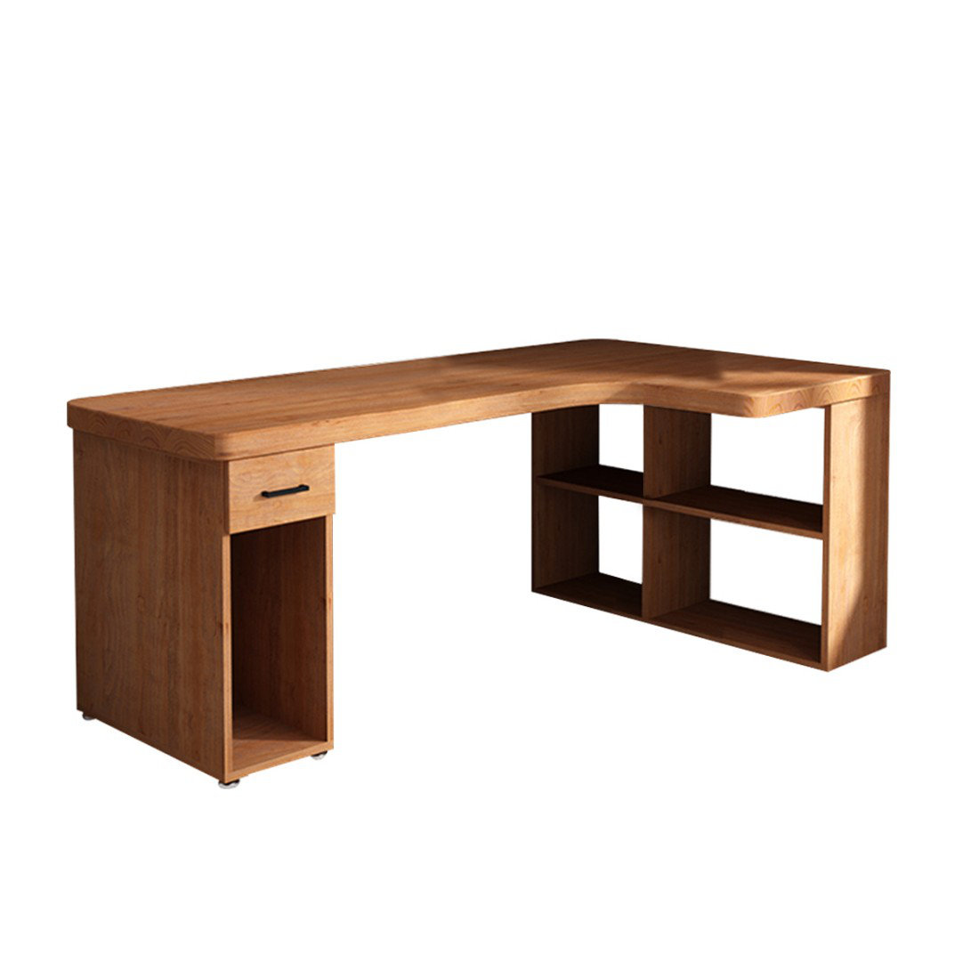 Latitude Run® Brown L-Shaped Solid Wood with 1 drawers Executive Desk ...