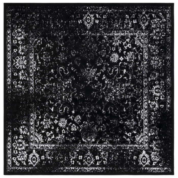 Rosalind Wheeler Ellarene Adirondack Blossom Vine Area Rug In Black ...
