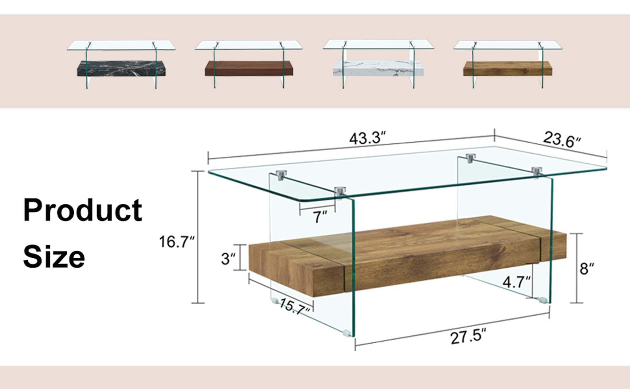 Ivy Bronx 43.3 Inch Modern Two-Tier Coffee Table - An Elegant ...
