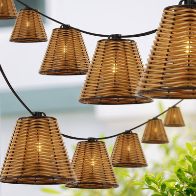 Bayou Breeze Binnur 10-Light Indoor/Outdoor 10 ft. Mid-Century Vintage ...