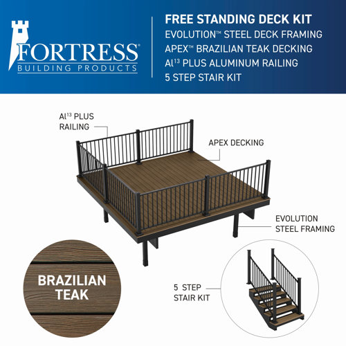 Fortress Building Products Apex 12' x 12' Freestanding PVC Deck and 5 ...