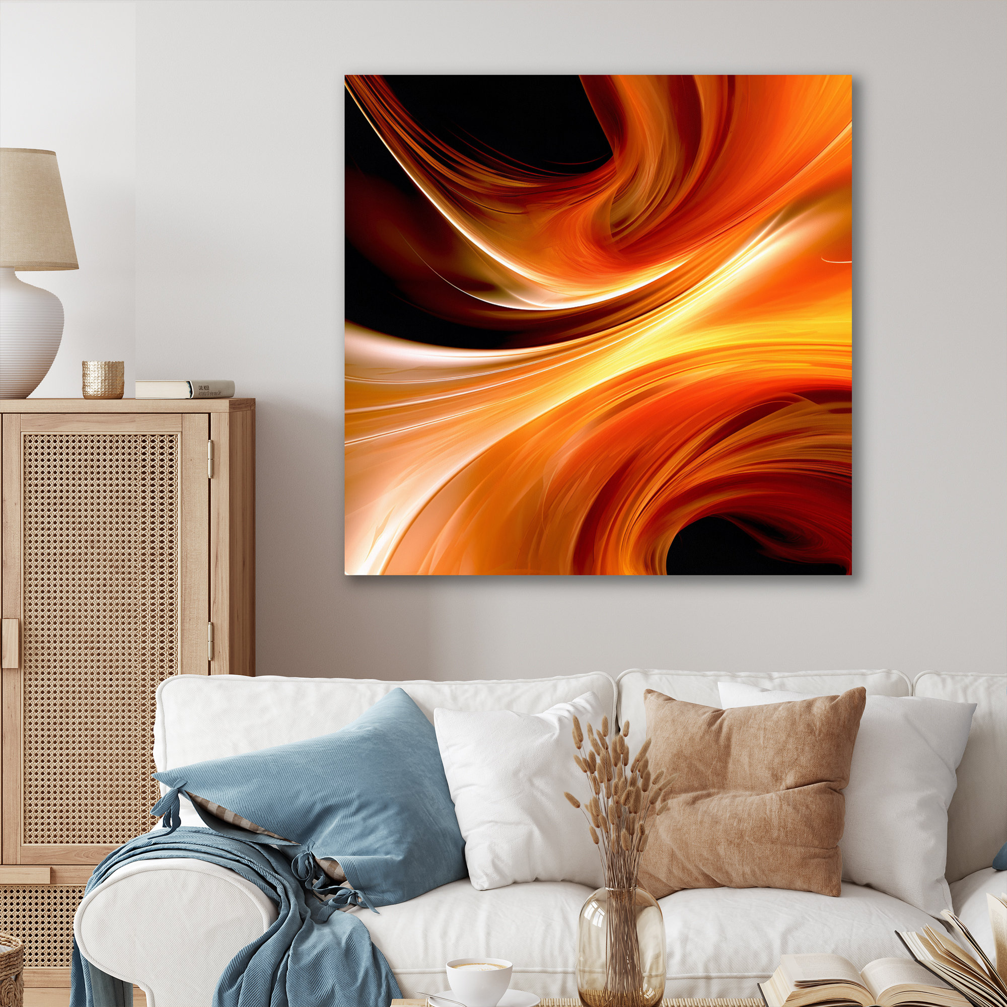 Ivy Bronx Orange Abstract Warm Fractal Design IV | Wayfair