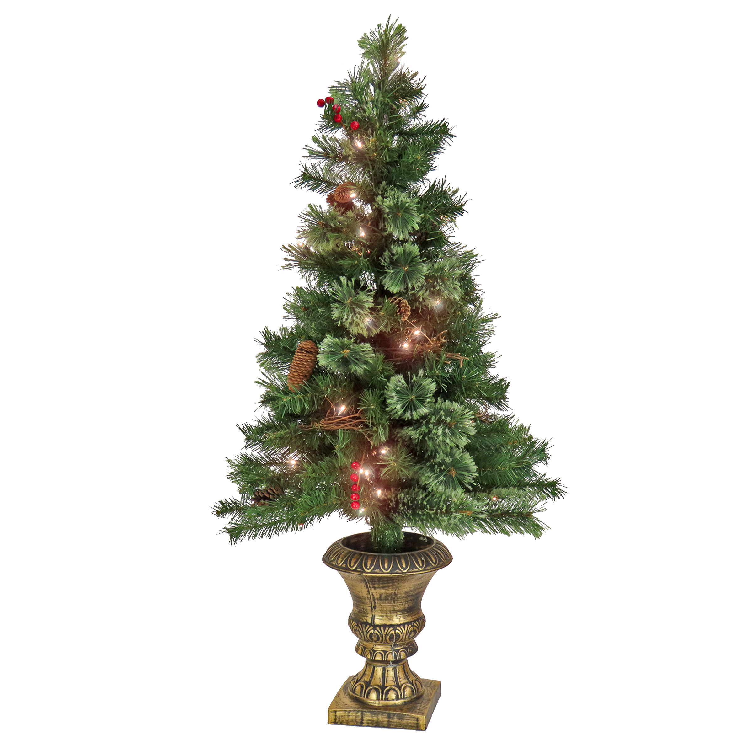 The Holiday Aisle® 4 ft. Glistening Pine Entrance Tree with Clear ...