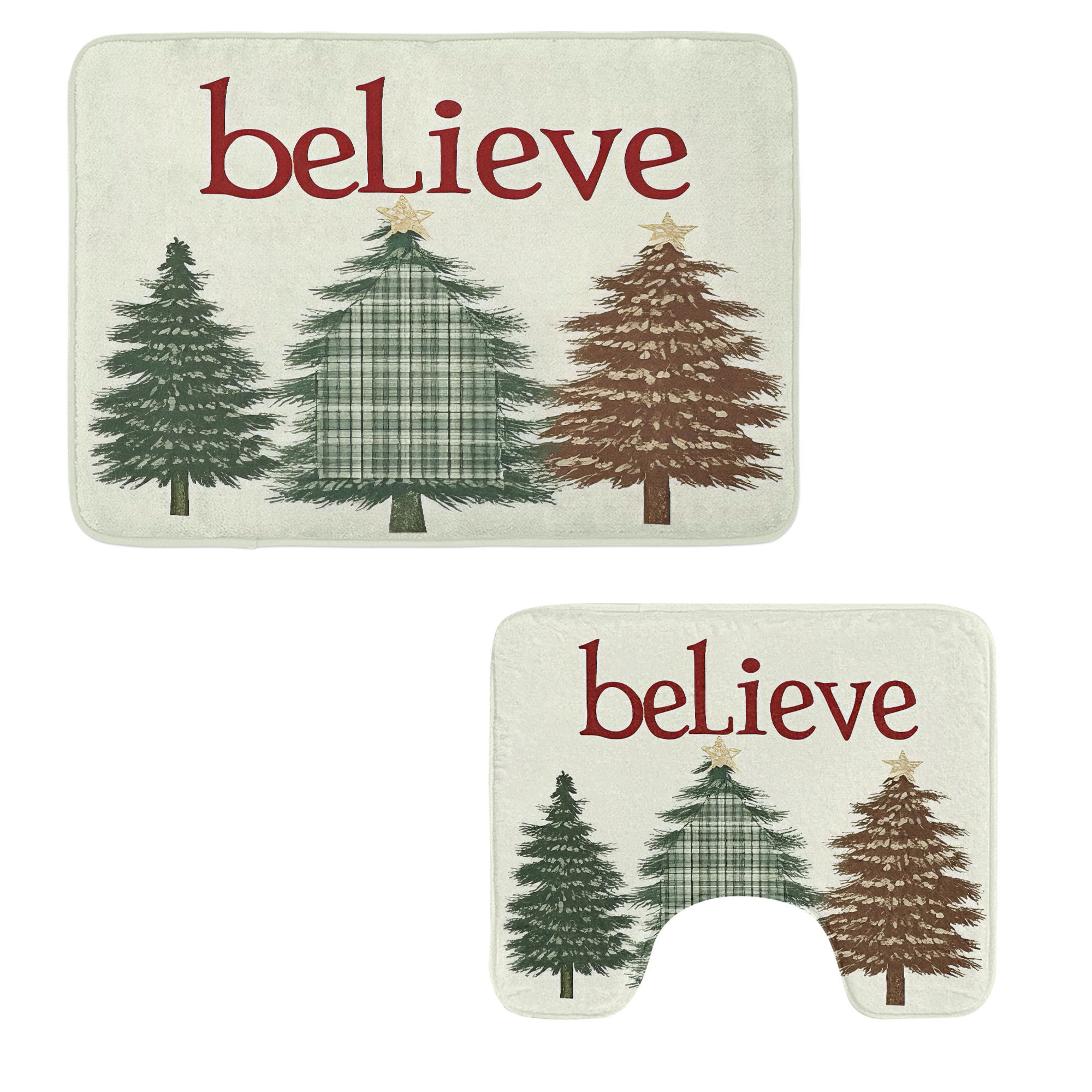 The Holiday Aisle® Christmas Bathroom Rug Set 2 Pieces Rectangle ...