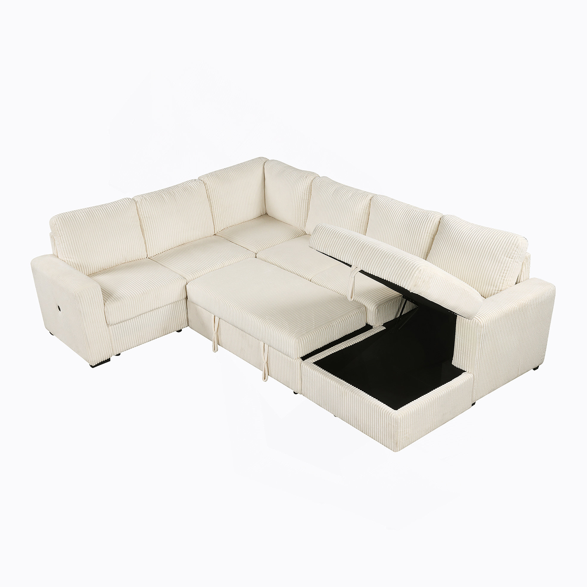Latitude Run® U-shaped Corduroy Combination Corner Sofa with Storage ...