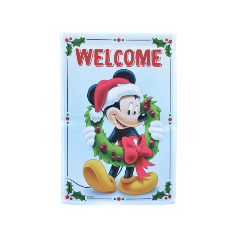 Back Yard Glory Disney Mickey Mouse with Wreath Welcome Garden Flag 12 ...