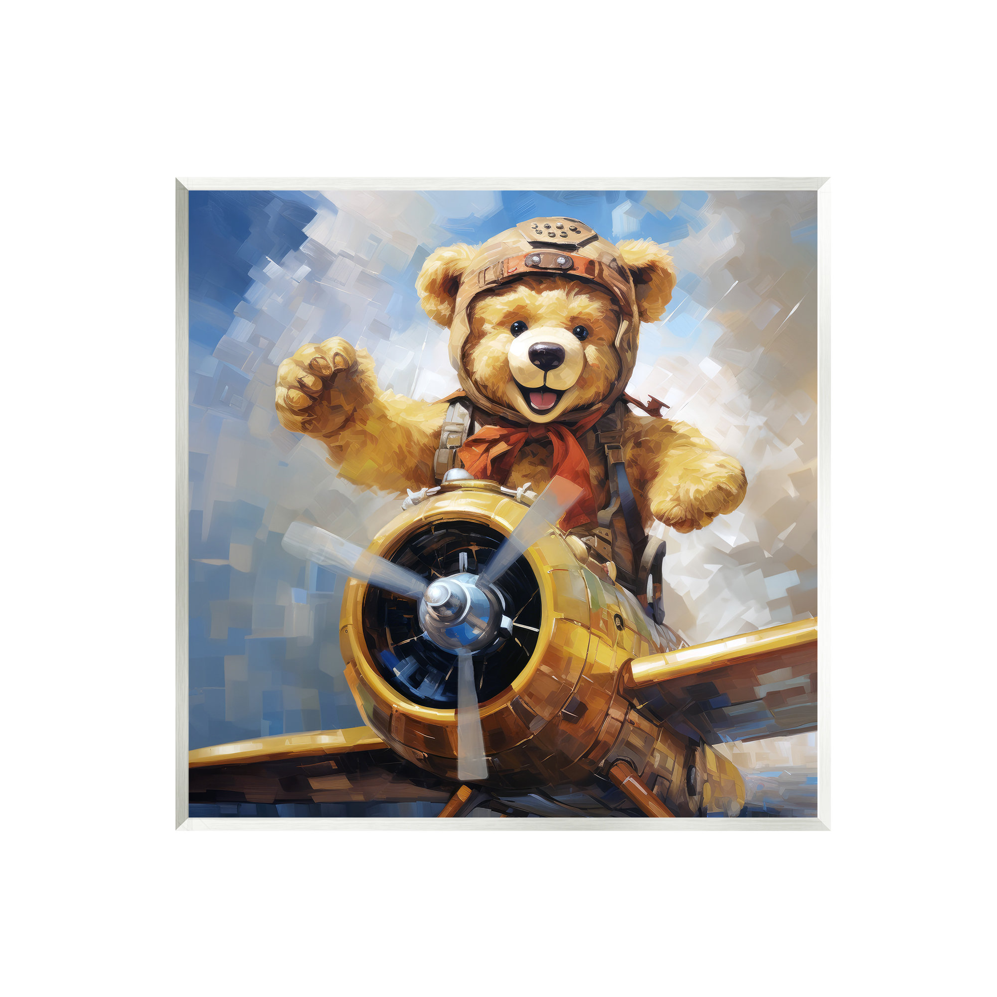 Stupell Industries Ba-975-Wood " Pilot Bear Flying Plane " by Ray ...