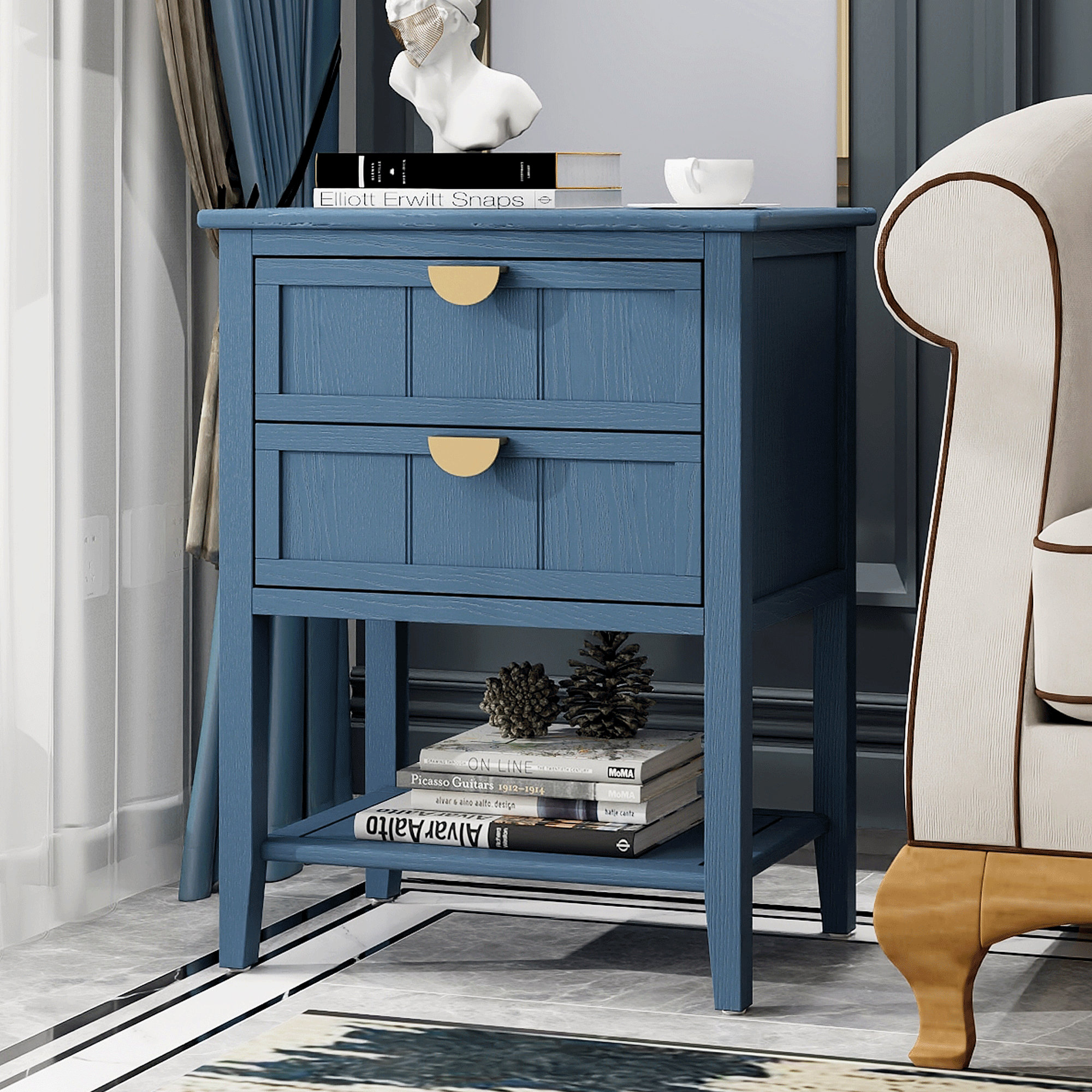 Lark Manor 2 Drawer Side Table, American Style, Coffee Table | Wayfair