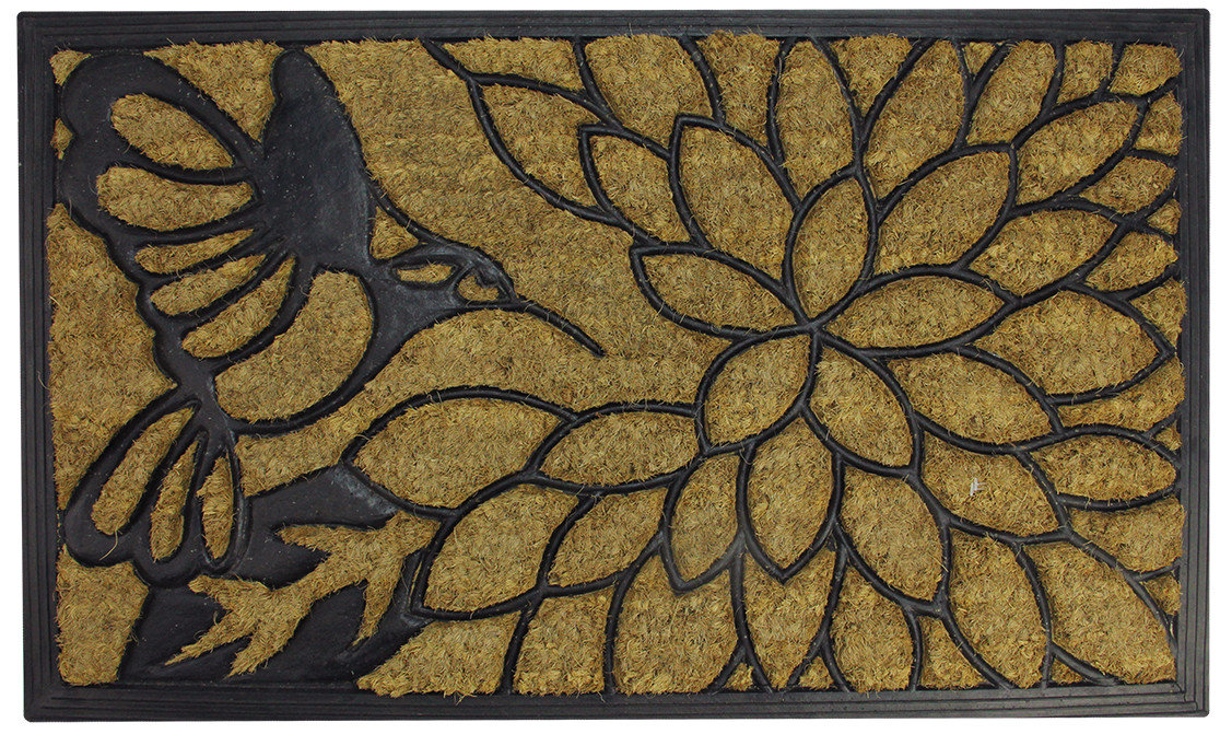 Northlight Seasonal Black Hummingbird with Floral Accent Rectangular ...