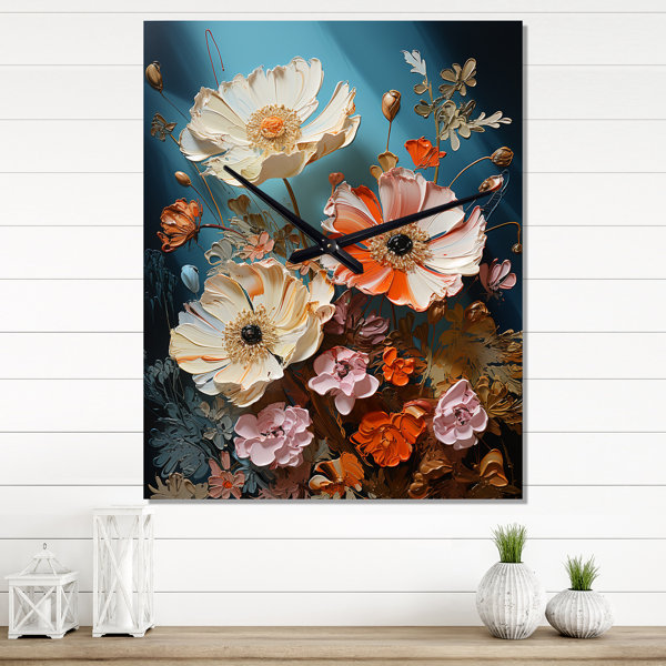 East Urban Home Alirah - Flower Field Wall Clock | Wayfair