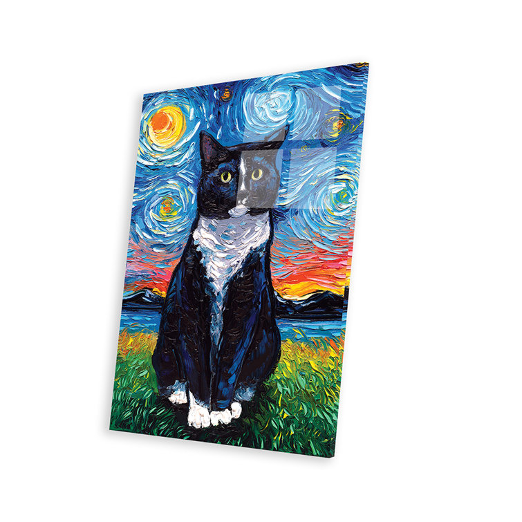 Red Barrel Studio® Tuxedo Cat Night On Plastic / Acrylic by Aja Trier ...