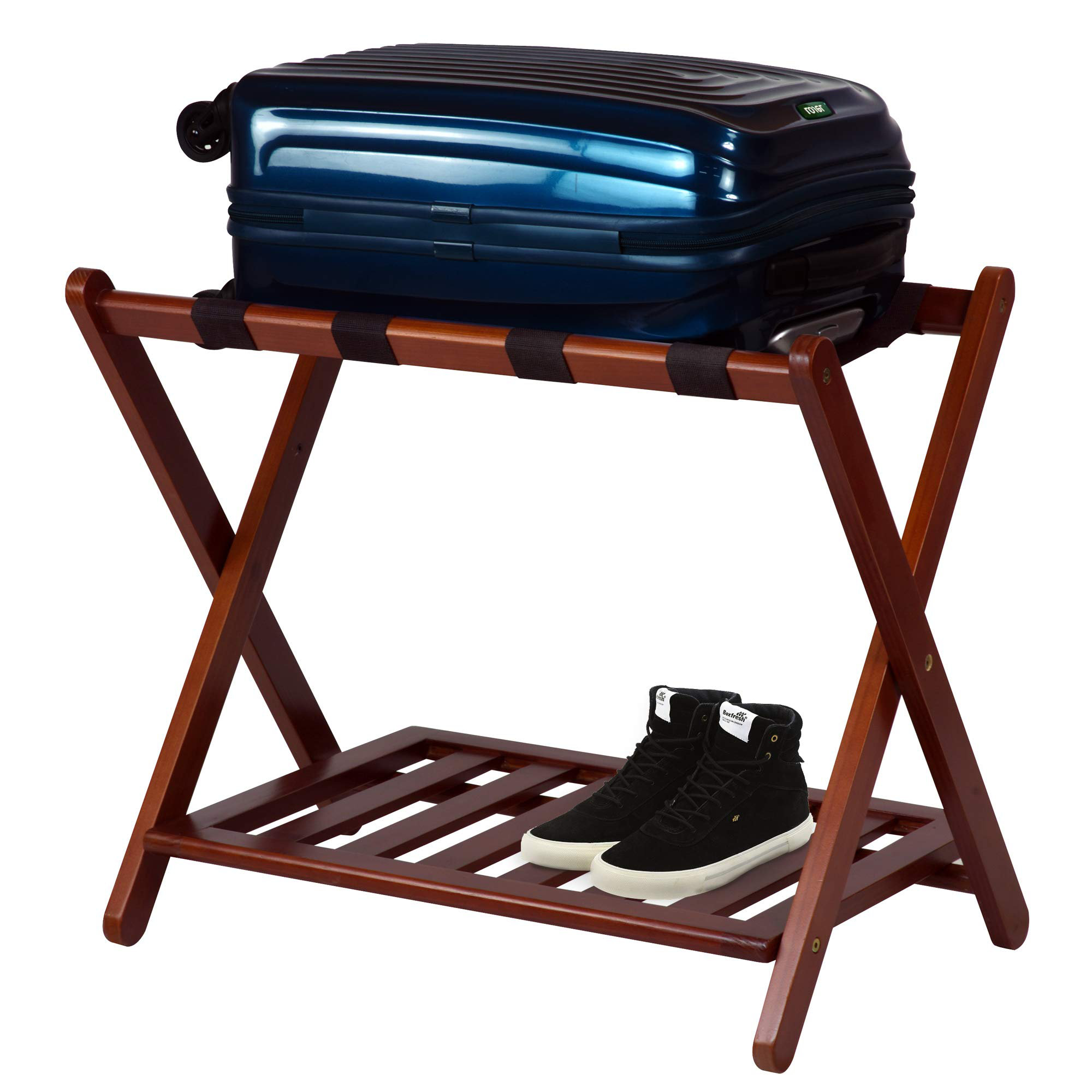 DOFLIC Wood Folding Luggage Rack with Storage | Wayfair