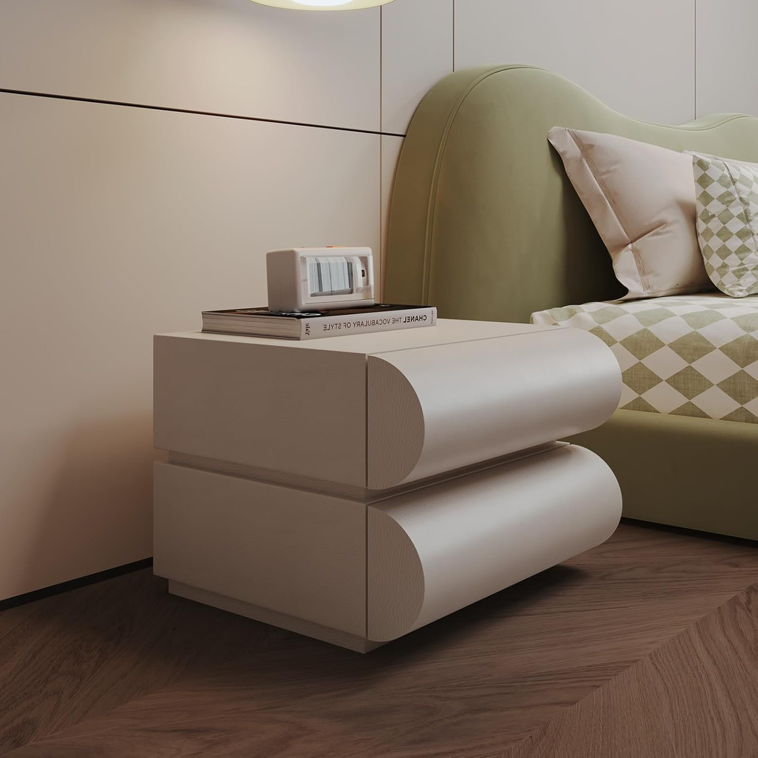 Ivy Bronx Humply Modern Leather Smart Nightstand with Wireless Charger ...