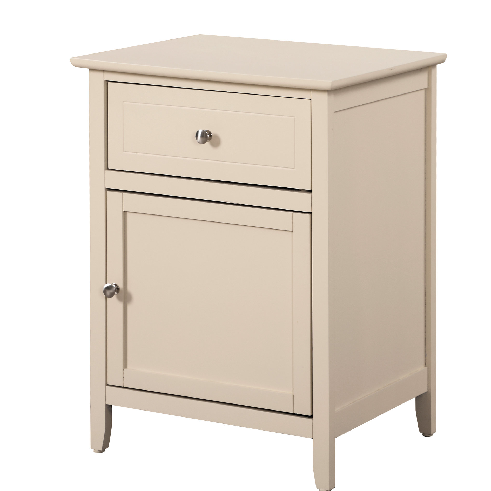 Mercer41 Charming Beige Nightstand With Roomy Drawer Space And Hidden ...