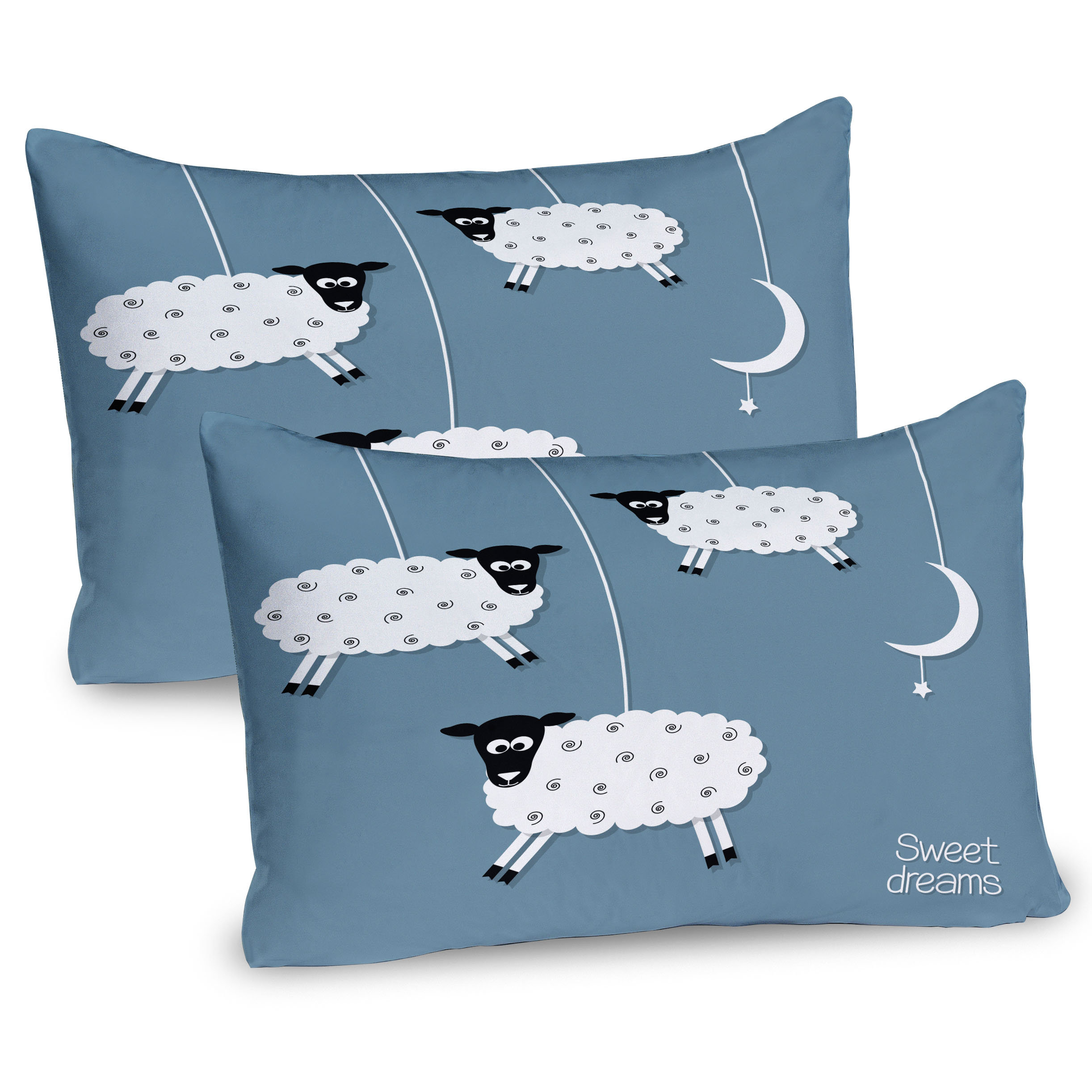 Ambesonne Saying Pillow Sham 2 Pack Sheep Moon Star 30"x20" Slate Blue ...
