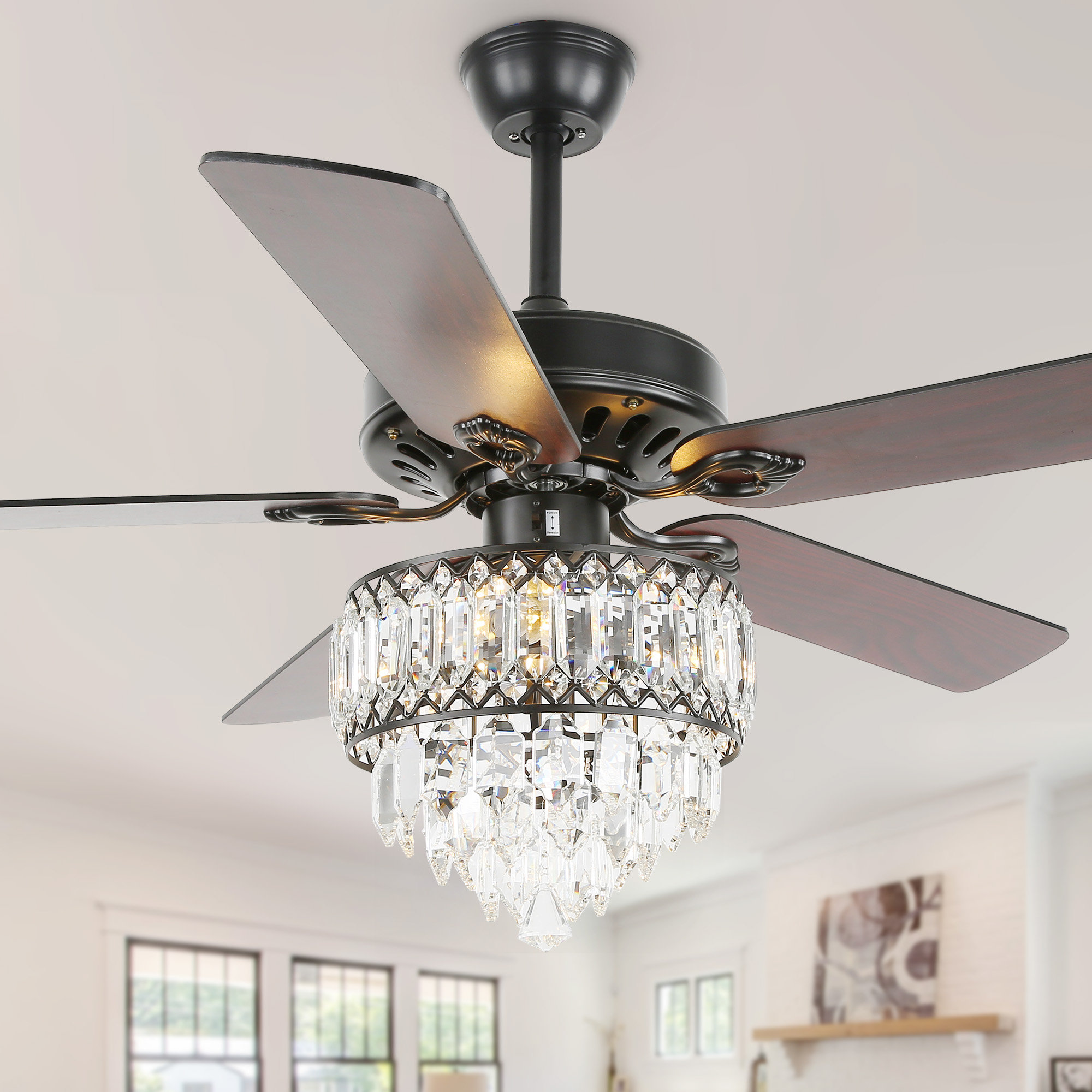 House of Hampton® 52" Delisha 5 - Blade Crystal Ceiling Fan and Light ...