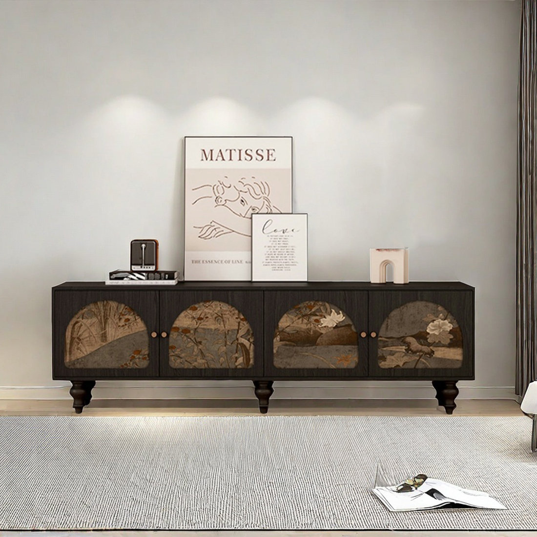 Orxva Galaxy Walnut Wood TV Stand with Ample Storage - Wayfair Canada