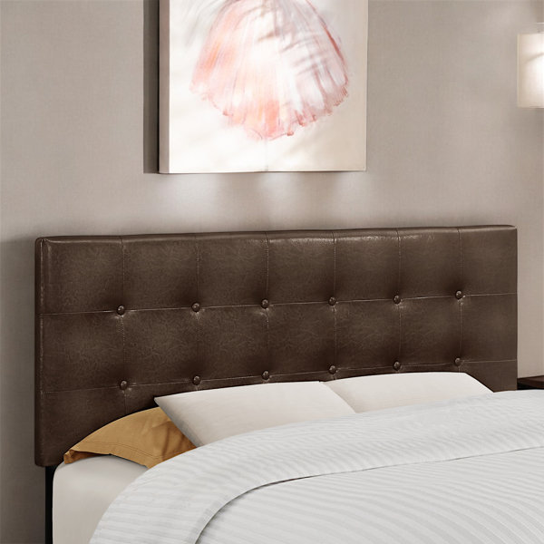 Lark Manor™ Radius Bed, Full, Upholstered, Brown Leather Look ...