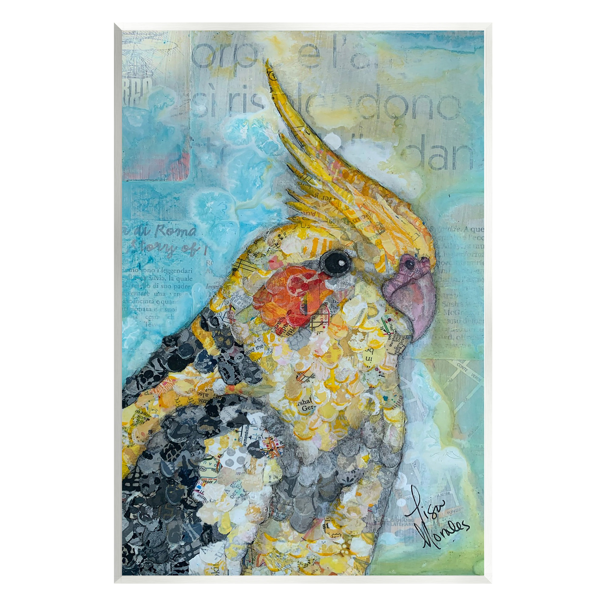 Stupell Industries Jolly Cockatiel Bird Assorted Layered Animal Collage ...