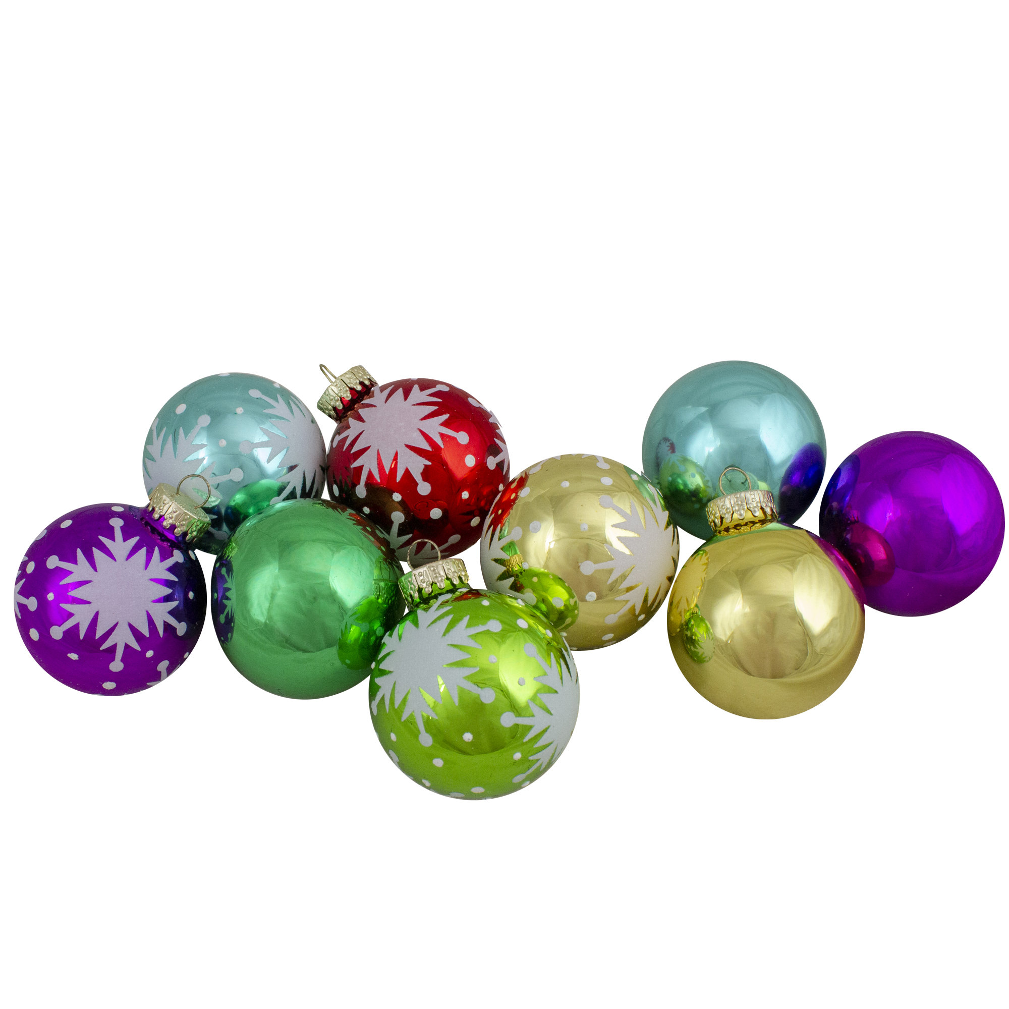 Northlight Seasonal Set of 9 Assorted Glass Ball Hanging Christmas Ball ...