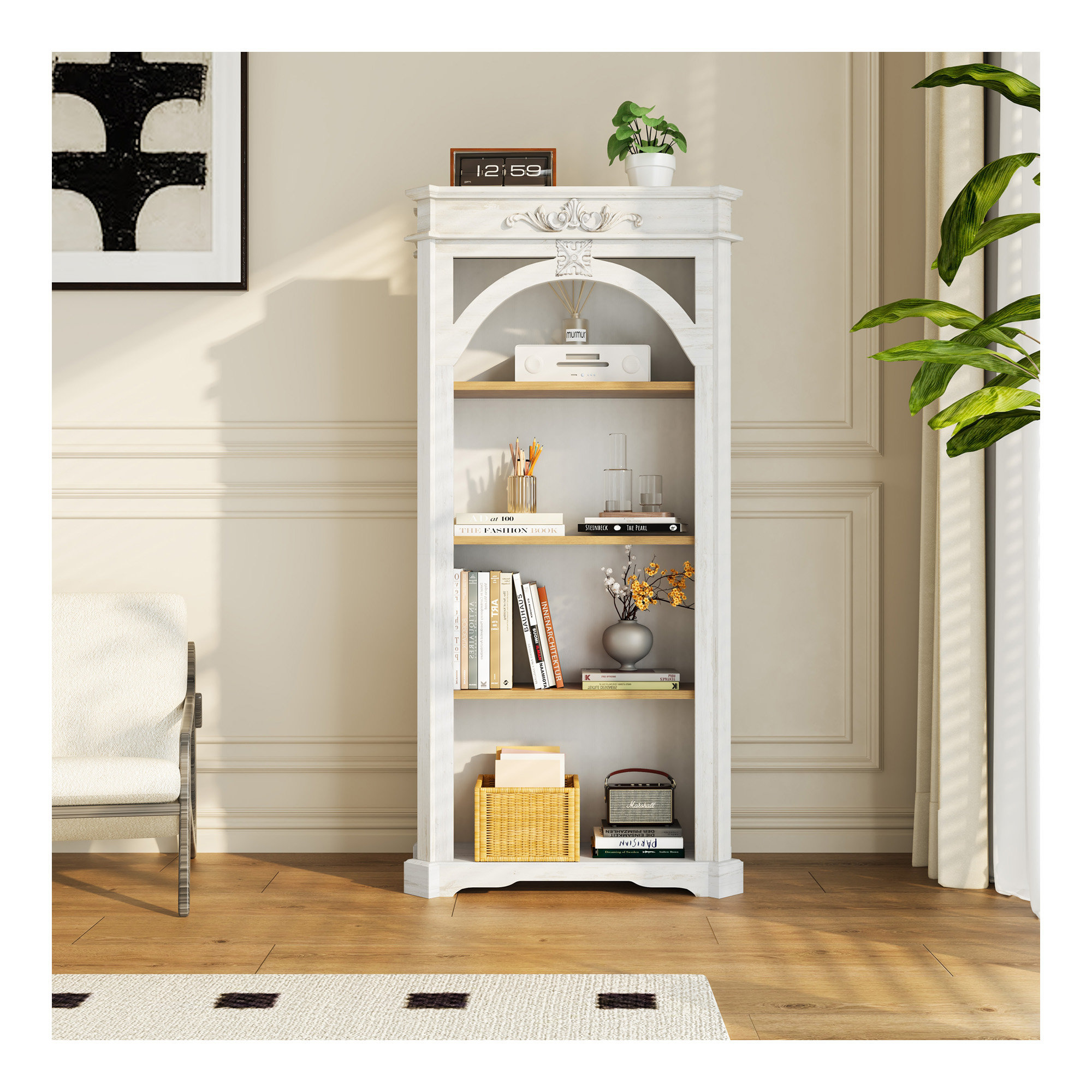 World Menagerie Antique 4 Tiers bookshelf,65 inch tall bookcase,tall ...