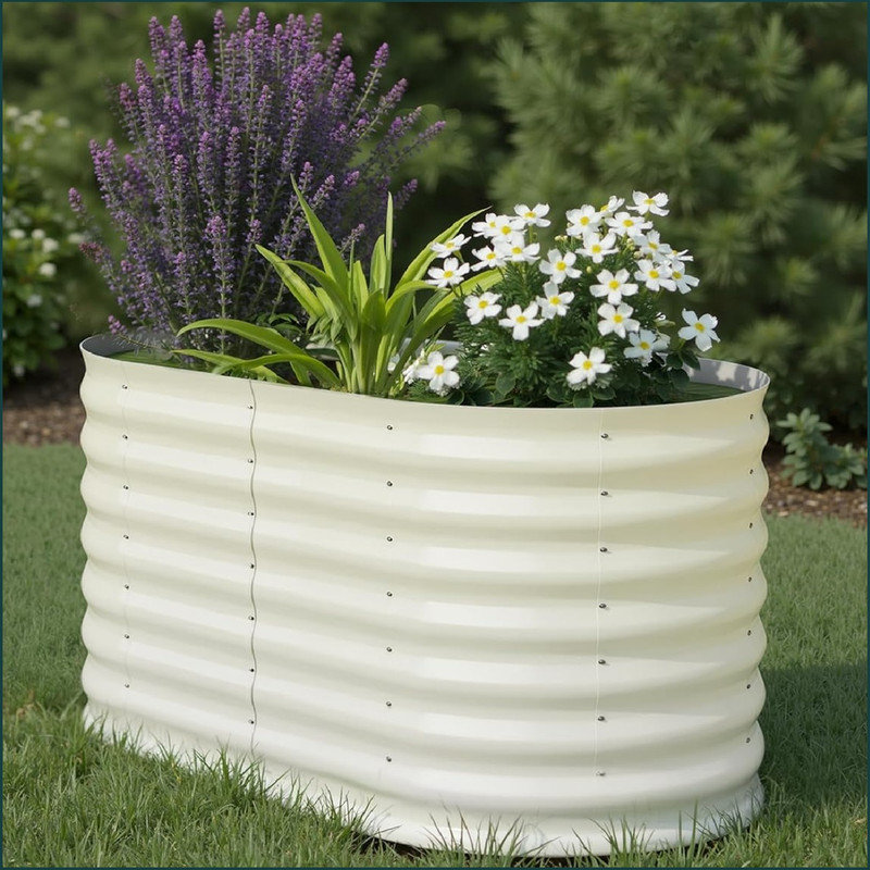 Arlmont & Co. Oval Raised Garden Bed - 0.6mm Galvanized Steel Planter ...