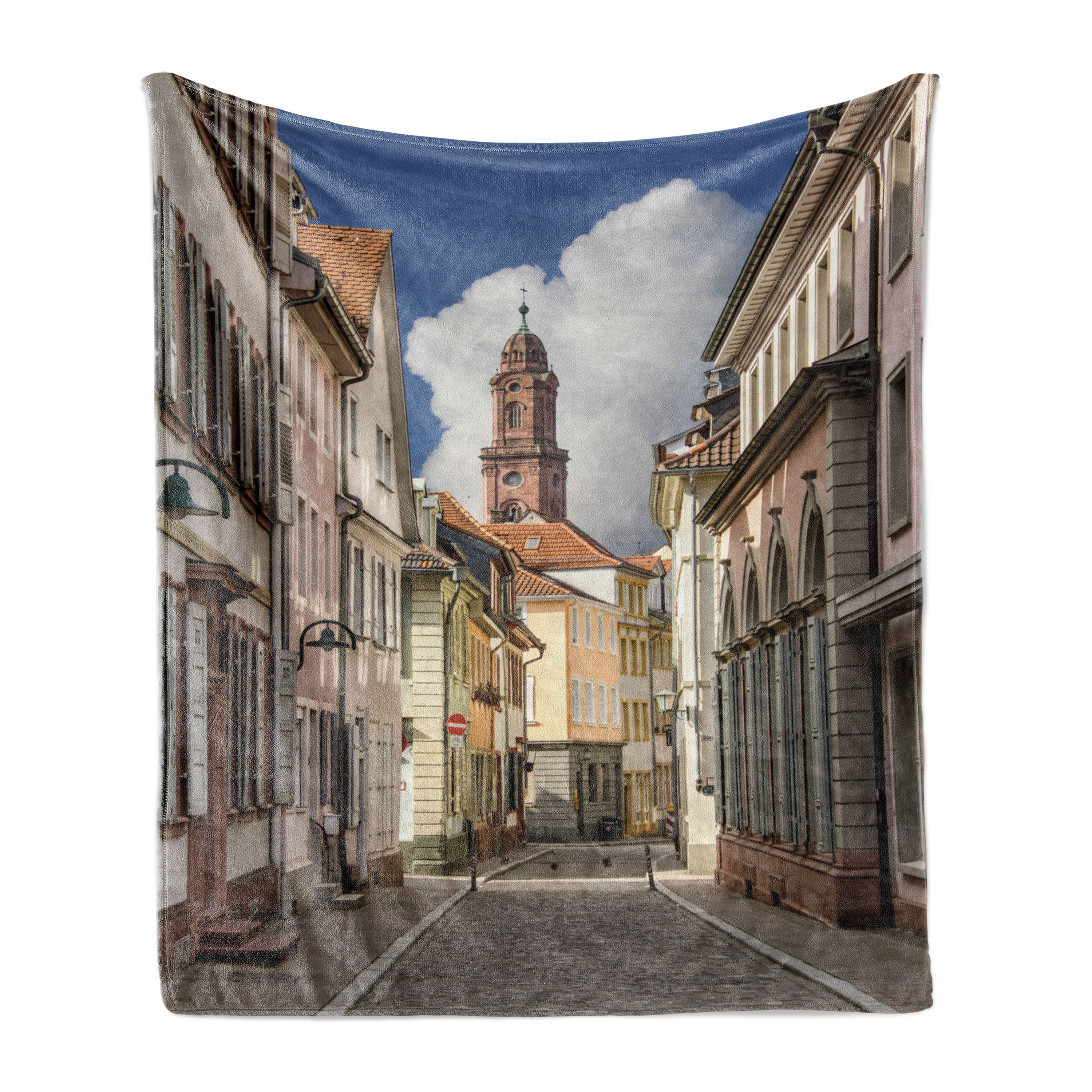 Ambesonne European Fleece Throw Blanket Heidelberg Streets Multicolor ...