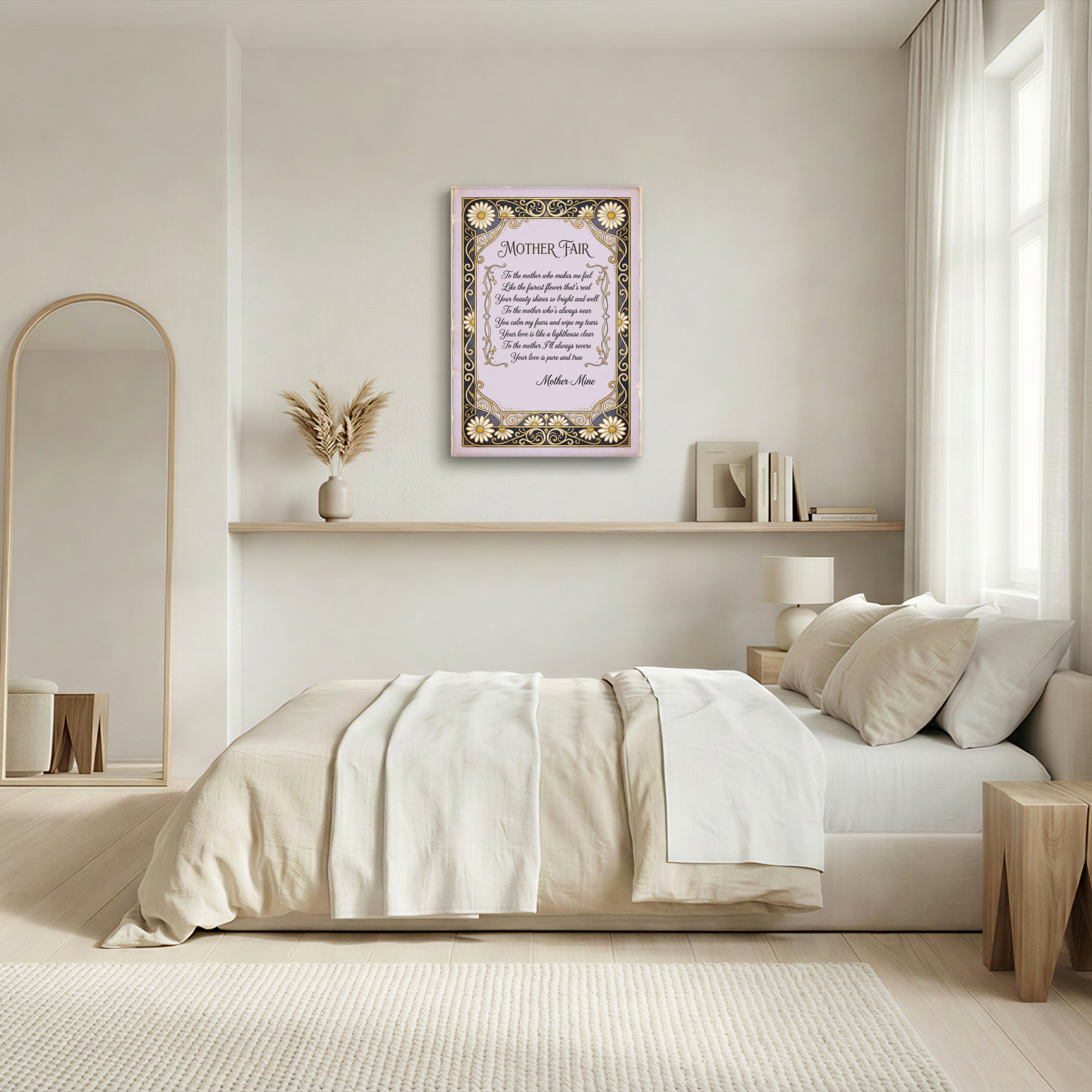 Astoria Grand Mother Fair Poem Floral Ornate Frame Canvas Wrapped Wall ...