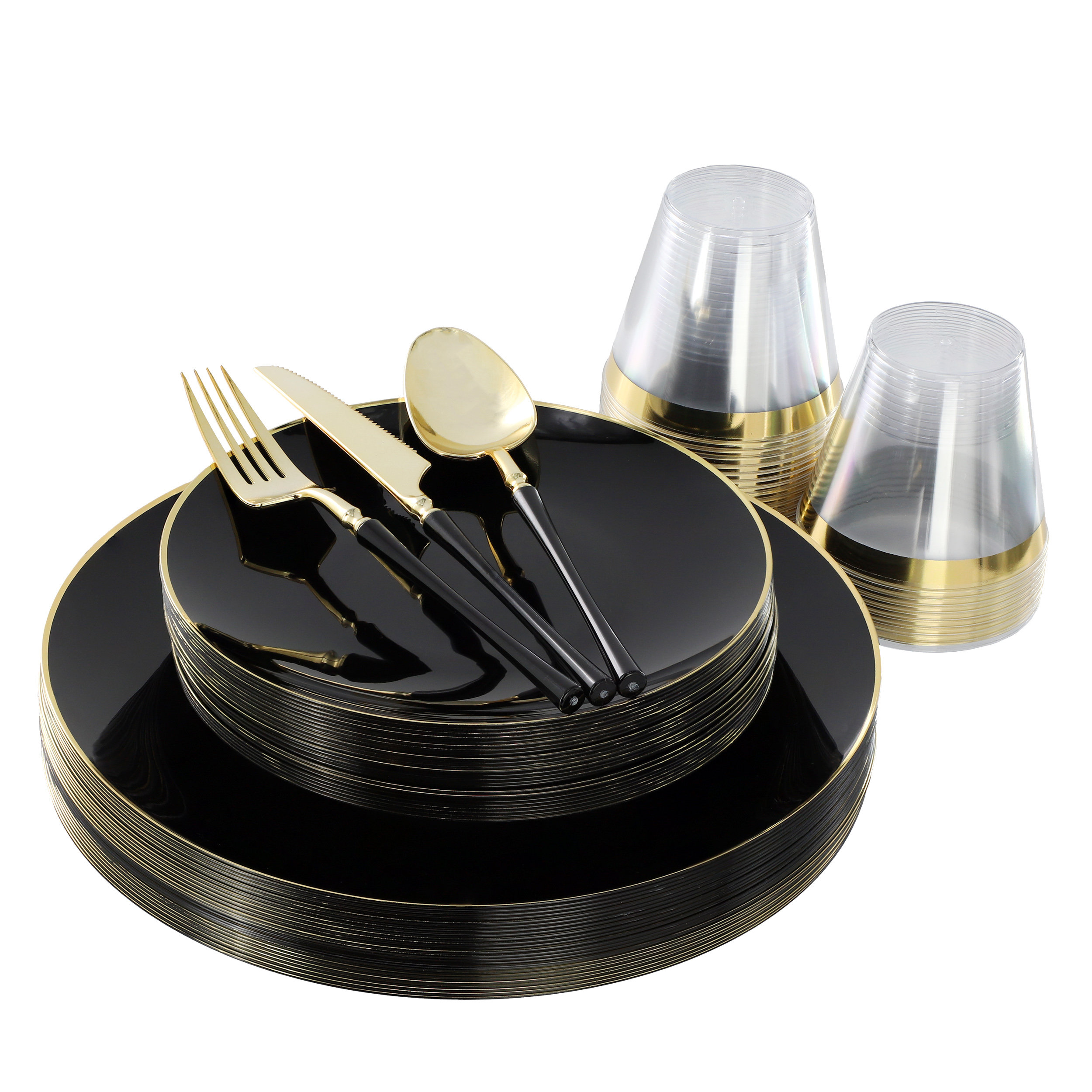 Mercer41 150 Piece Disposable Plastic Dinnerware Party Set for 25 ...
