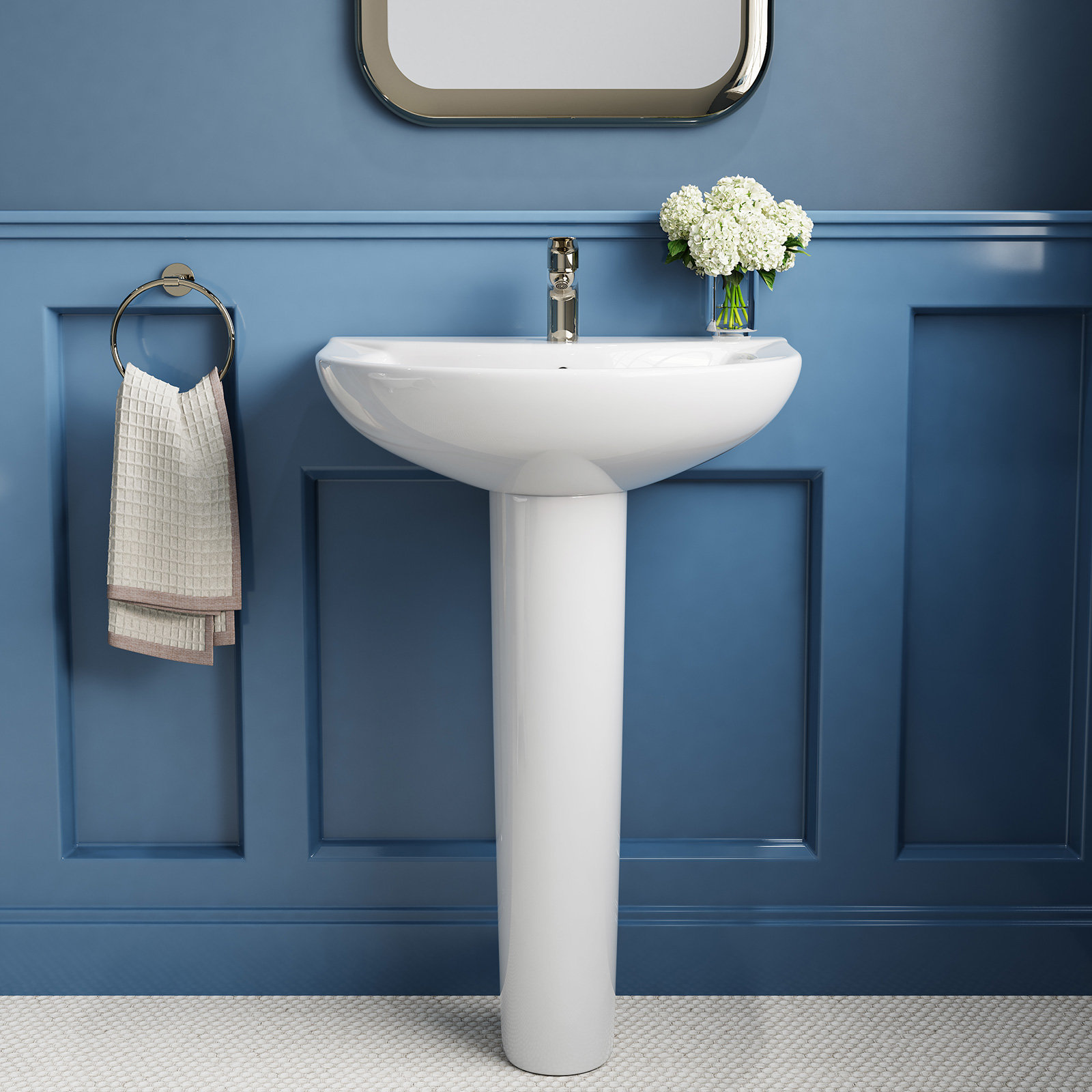 MOHOME 31.5" Tall White U-Shaped Vitreous China Pedestal Bathroom Sink ...