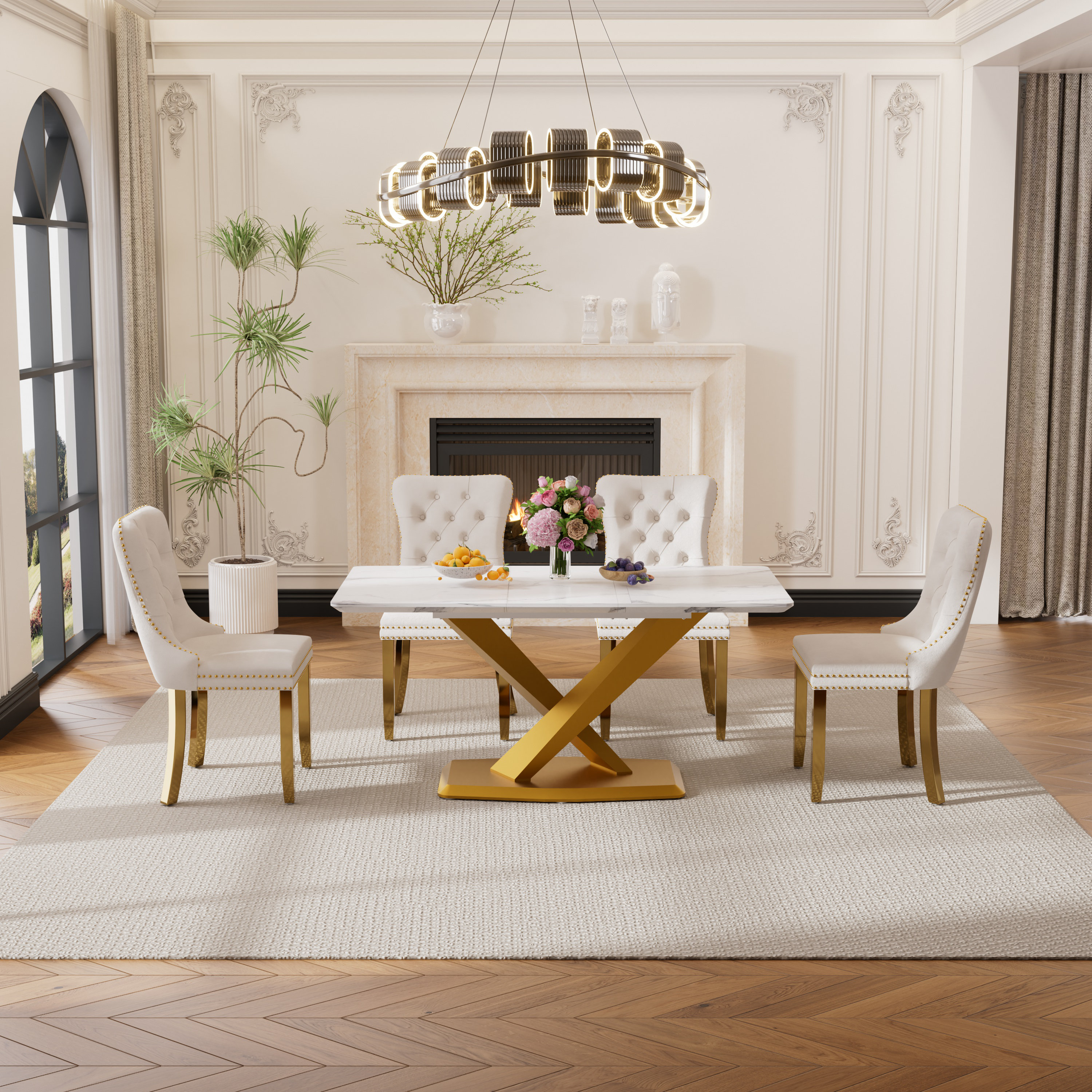 House of Hampton Demarre Rectangular 63'' L x 35.4'' W Dining Set | Wayfair