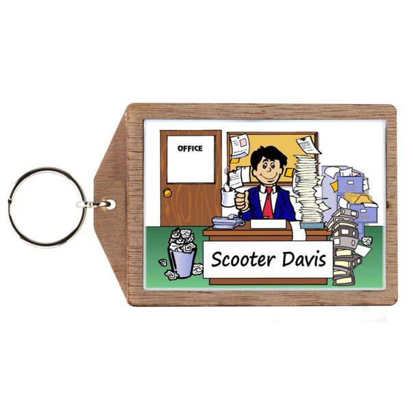 Printed Perfection Personalized Office, Messy - Male Wooden Key Chain ...