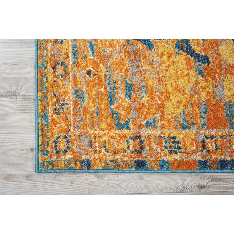 Langley Street® Verda Oriental Sunny Gold/Teal Blue Area Rug "& Reviews ...