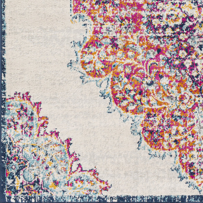 Langley Street Fleeman Performance Navy/Pink Rug & Reviews | Wayfair