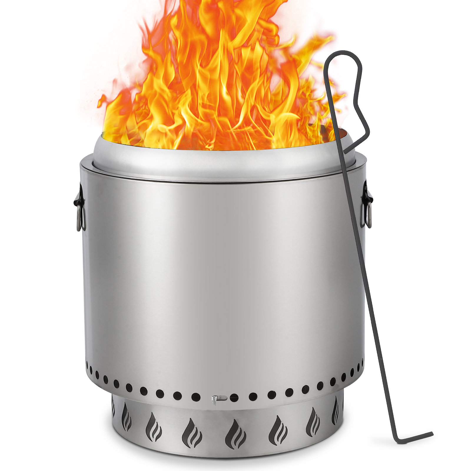 GarveeHome 16.5 Inch Stainless Steel Smokeless Outdoor Fire Pit ...