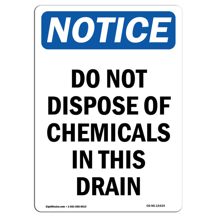 SignMission Do Not Dispose Of Chemicals In Drain Sign - Wayfair Canada