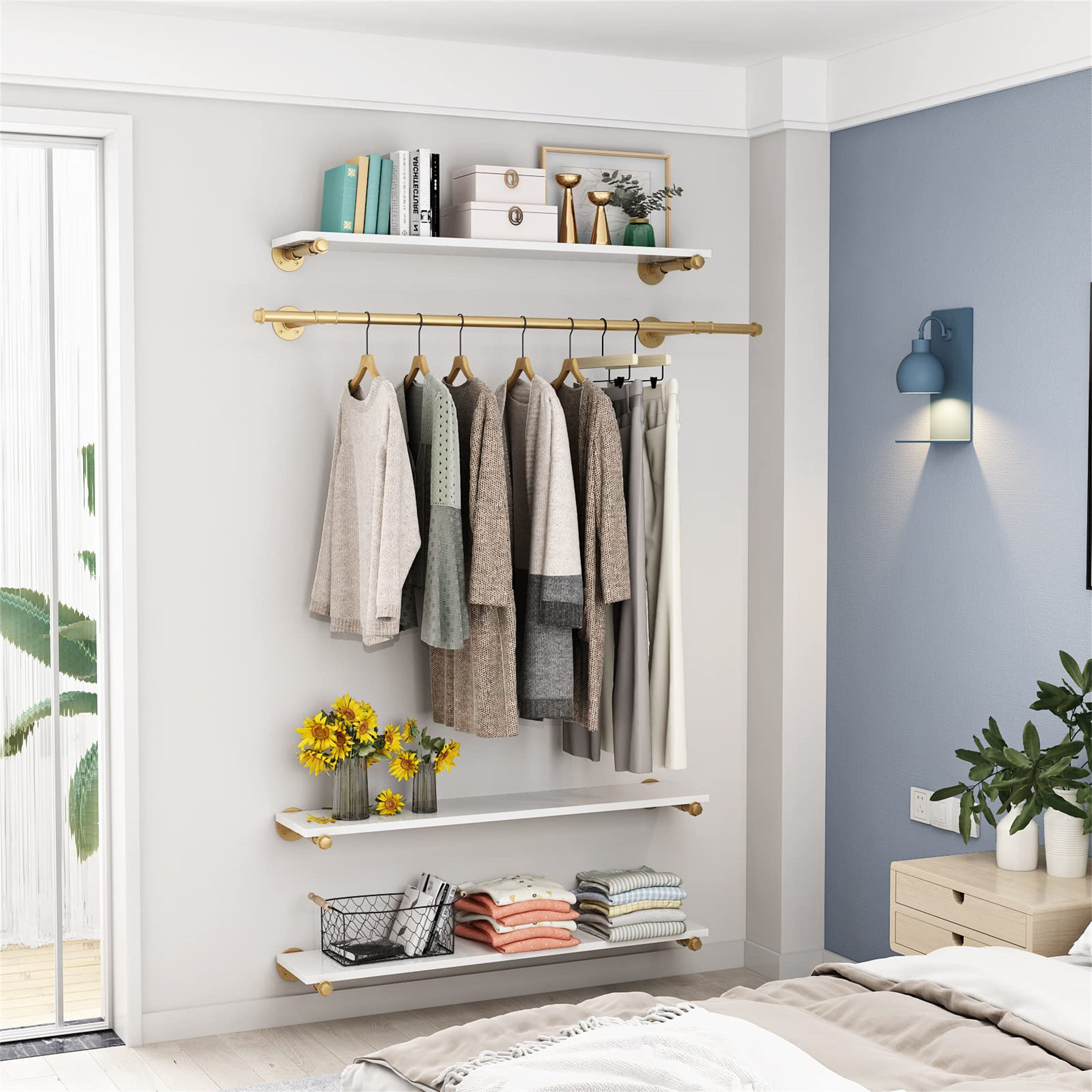 Everly Quinn Ziarra Wall Mounted Clothes Rack | Wayfair