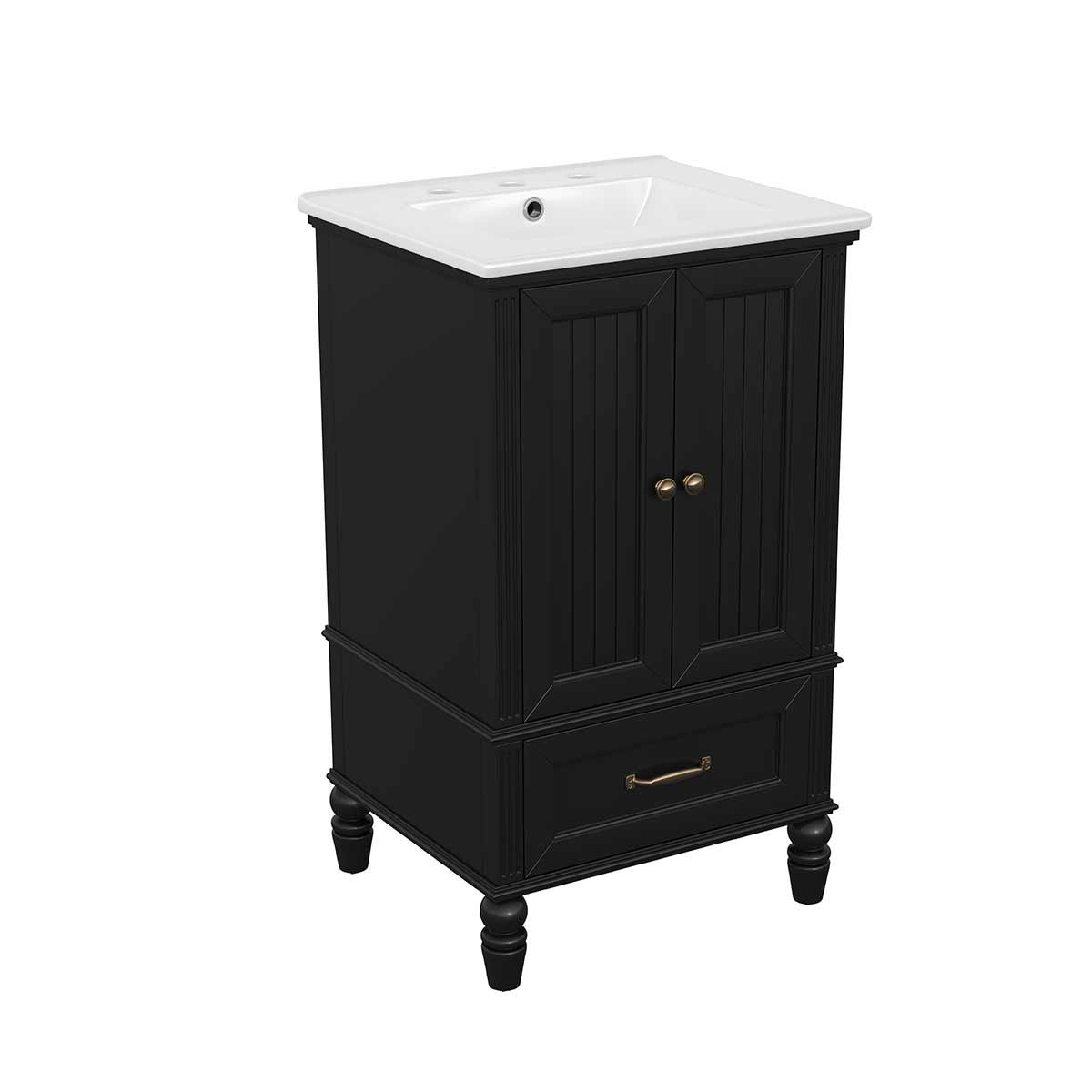 Charlton Home Meuble-lavabo 20 po avec lavabo, armoire à deux portes ...