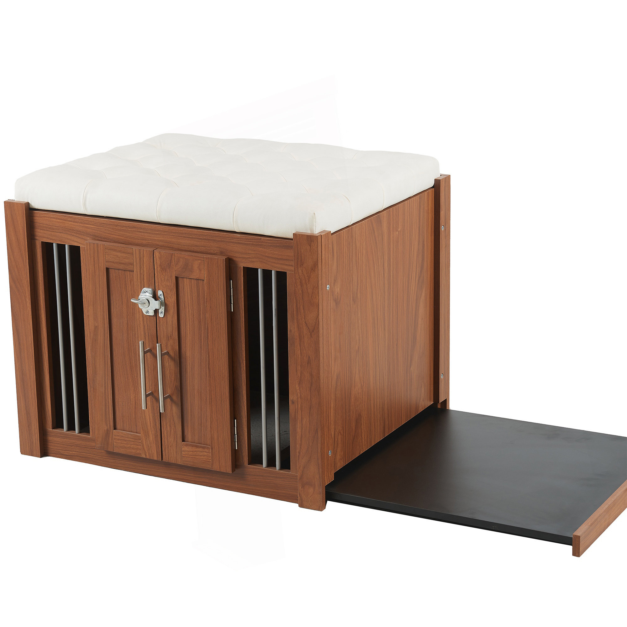 George Oliver 2 In 1 Night Stand With Storage & Dog Crate, Luxury Side ...