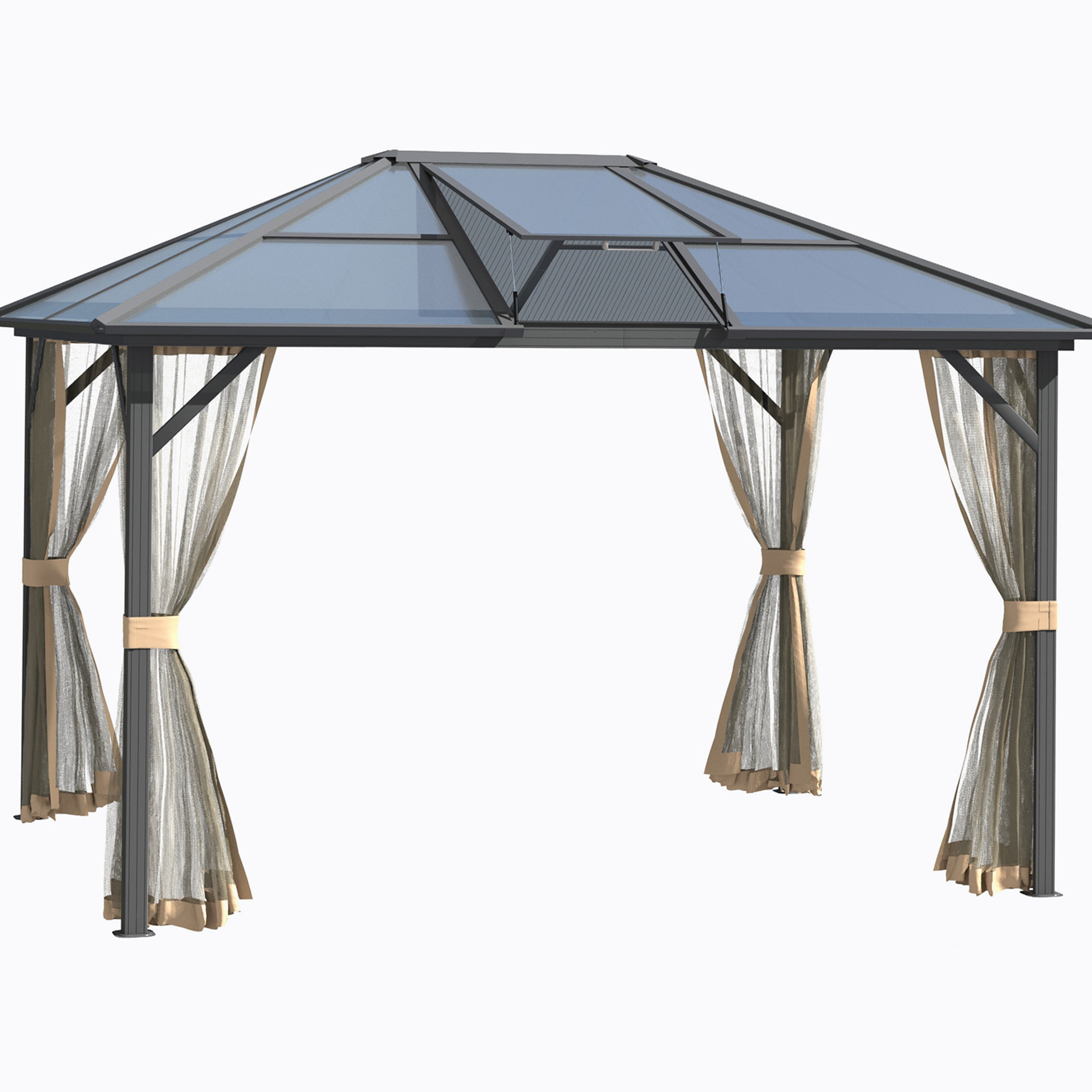 BOSTINS 10x12ft Hardtop Gazebo with Polycarbonate Roof, Aluminum Frame ...