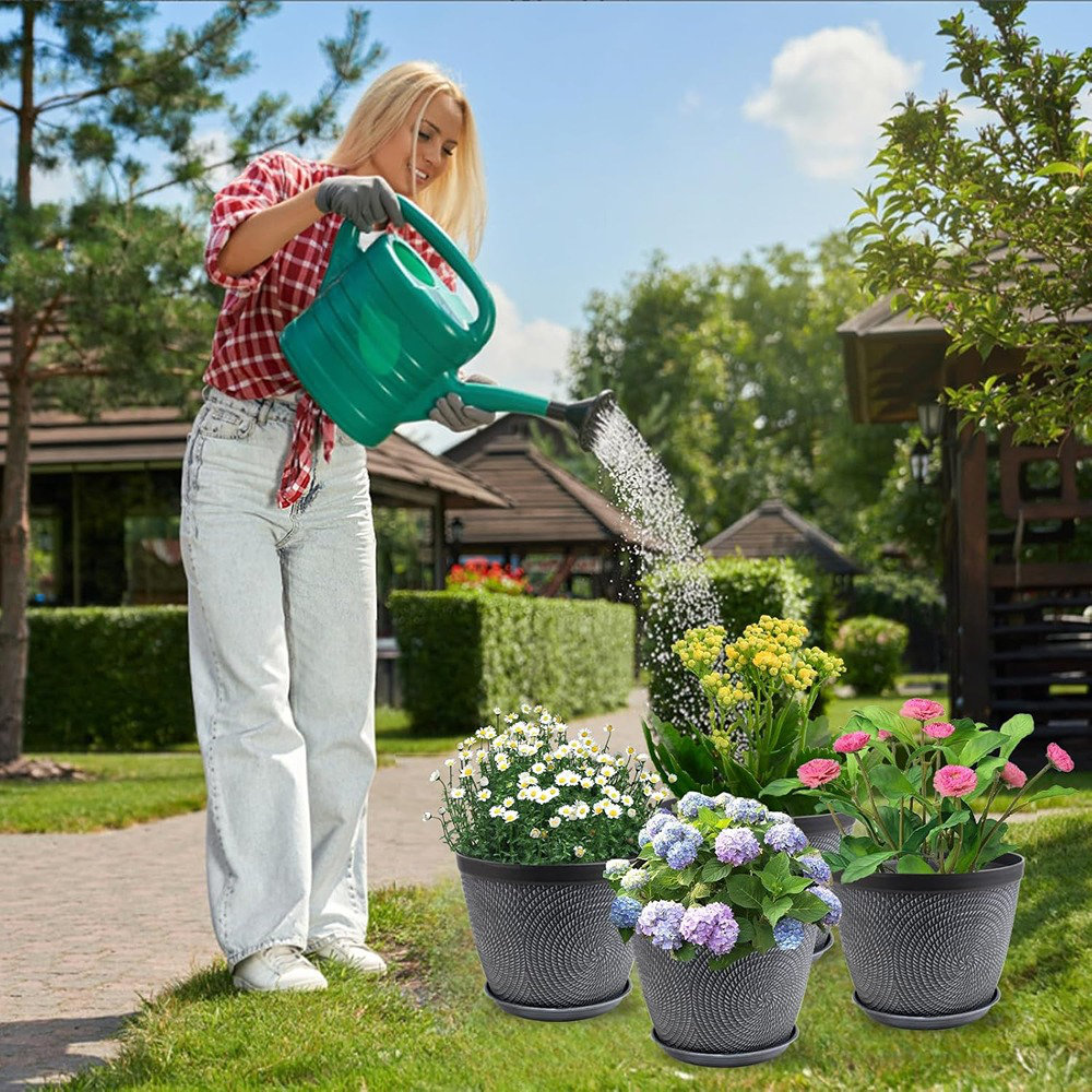 Lark Manor Large 12 Inch Plant Pot For Plants Outdoor Indoor, 4 Pack ...