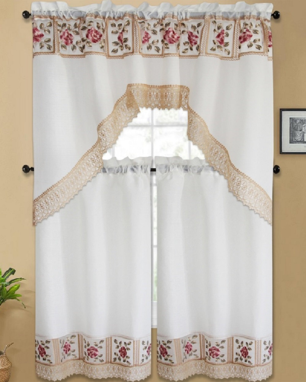 Winston Porter Medwyn Ruffled 60'' W Kitchen Curtain | Wayfair