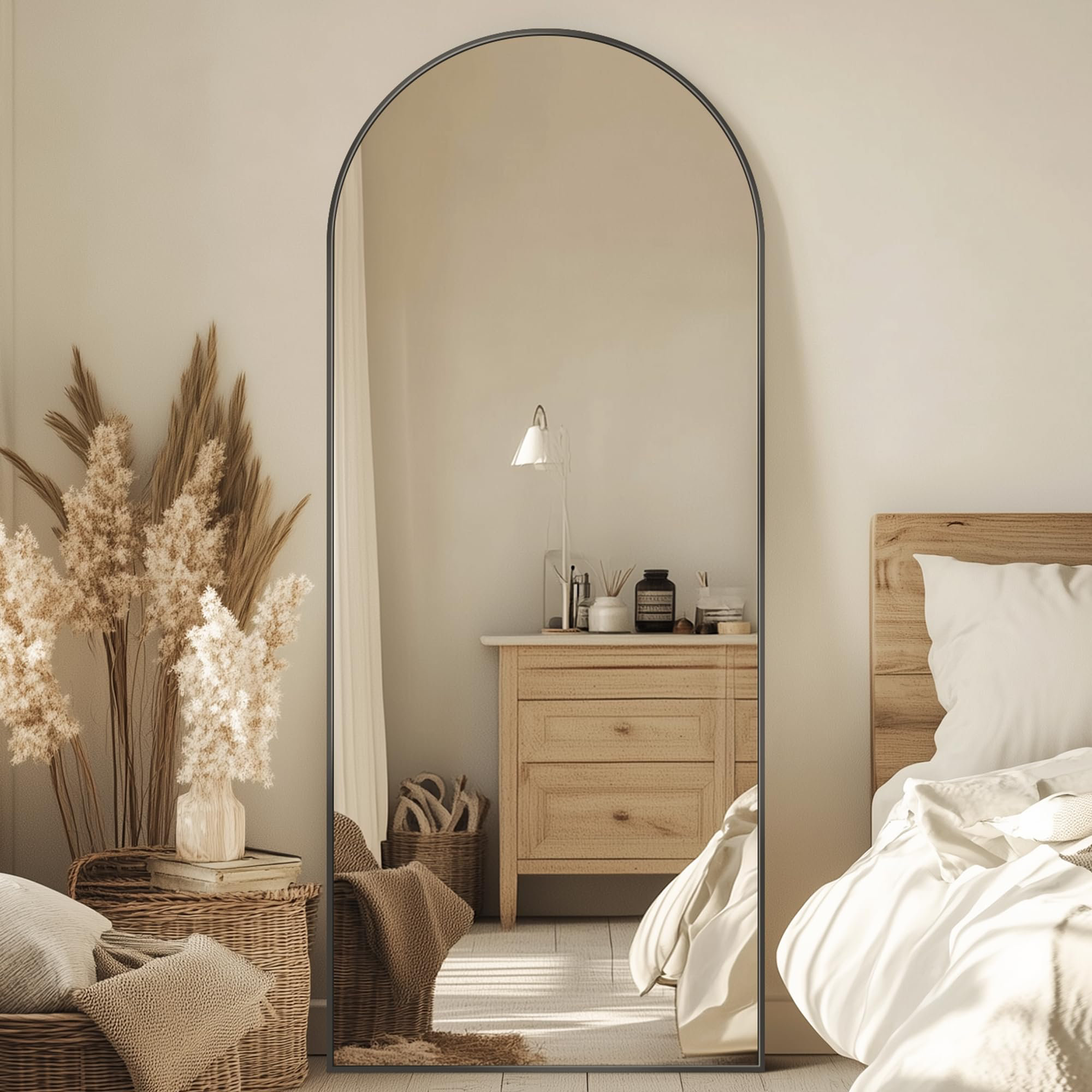 Ebern Designs Full Length Mirror, 59"X18" Oversized Arched Mirror Large ...