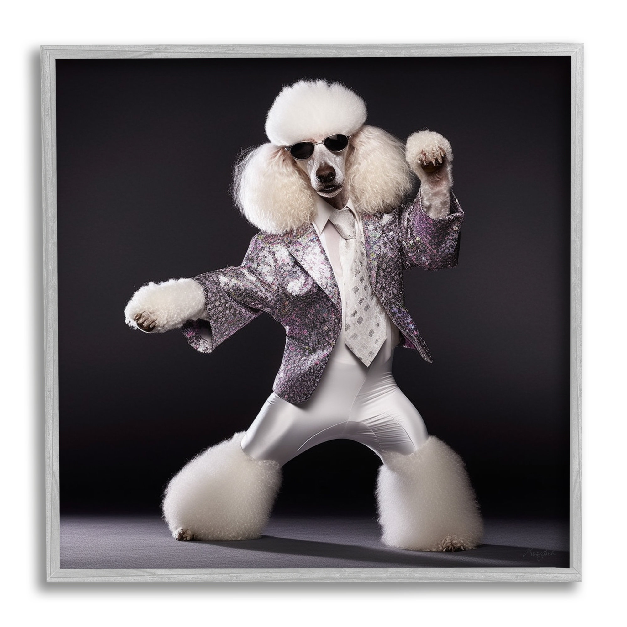 Stupell Industries Poodle Dancing Portrait Framed Giclee Art Design By ...