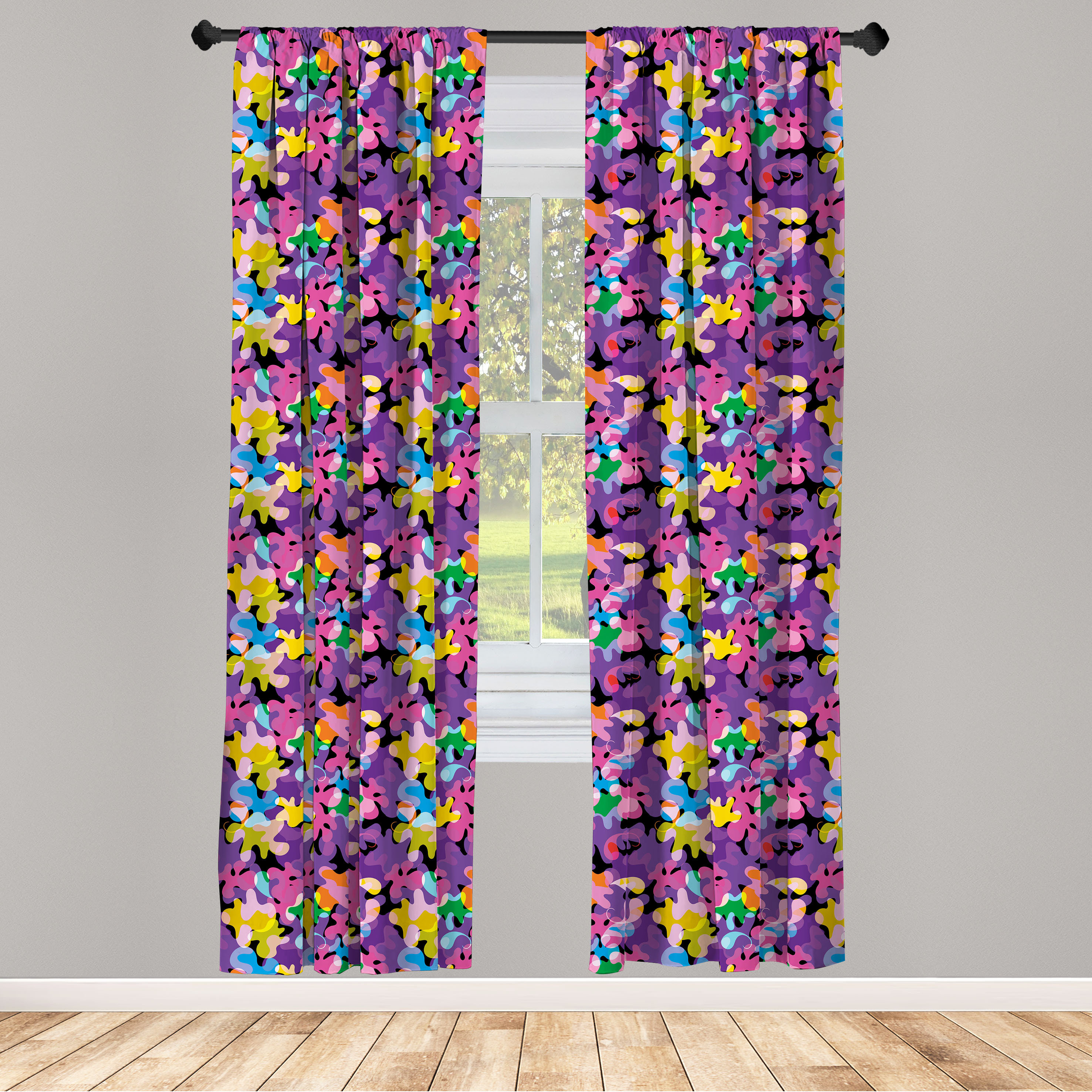 Dakota Fields Psychedelic 4-Panel Curtains, Trippy Geometric Hues ...
