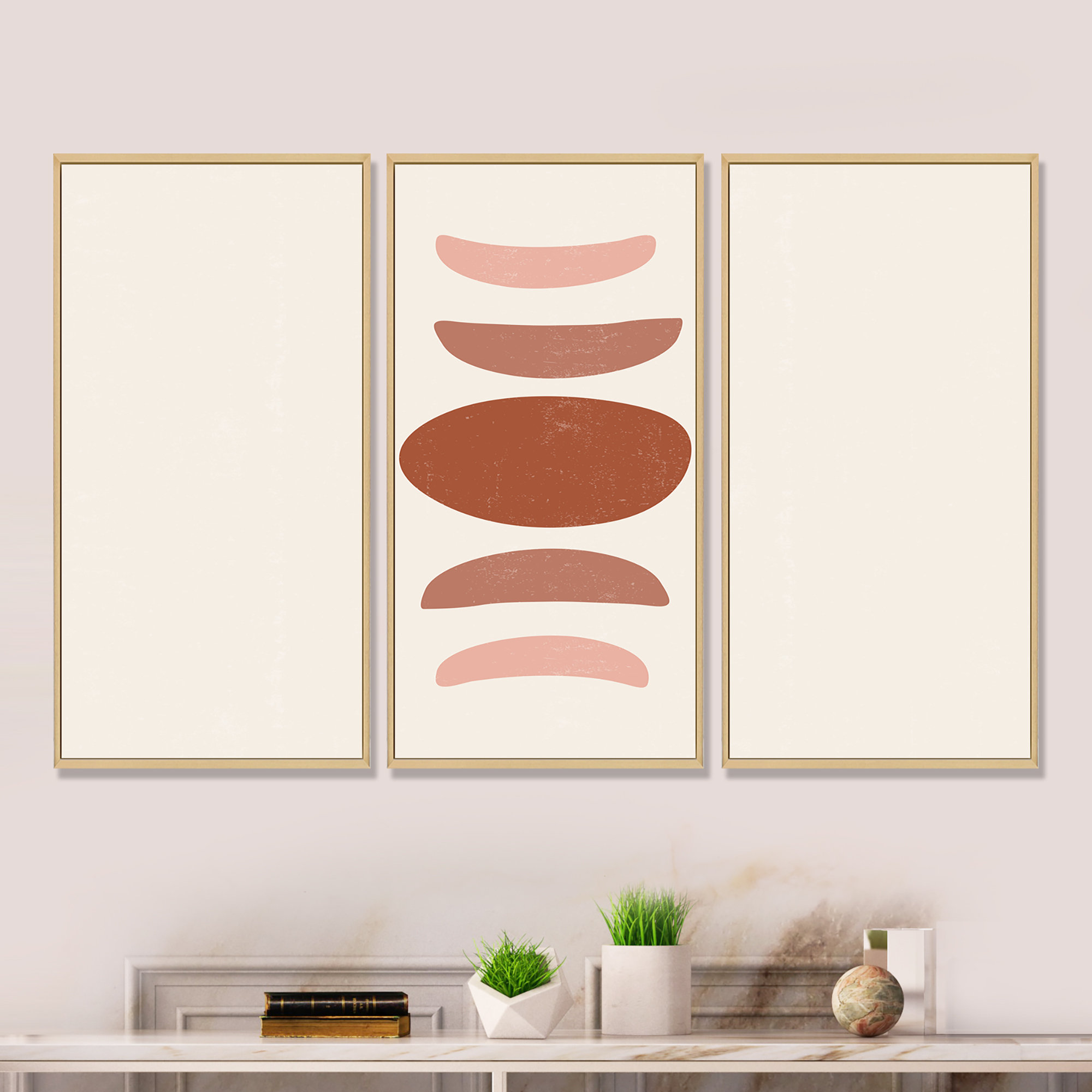 Design Art Minimal Moon Phases - Modern Framed Canvas Wall Art Set Of 3 ...