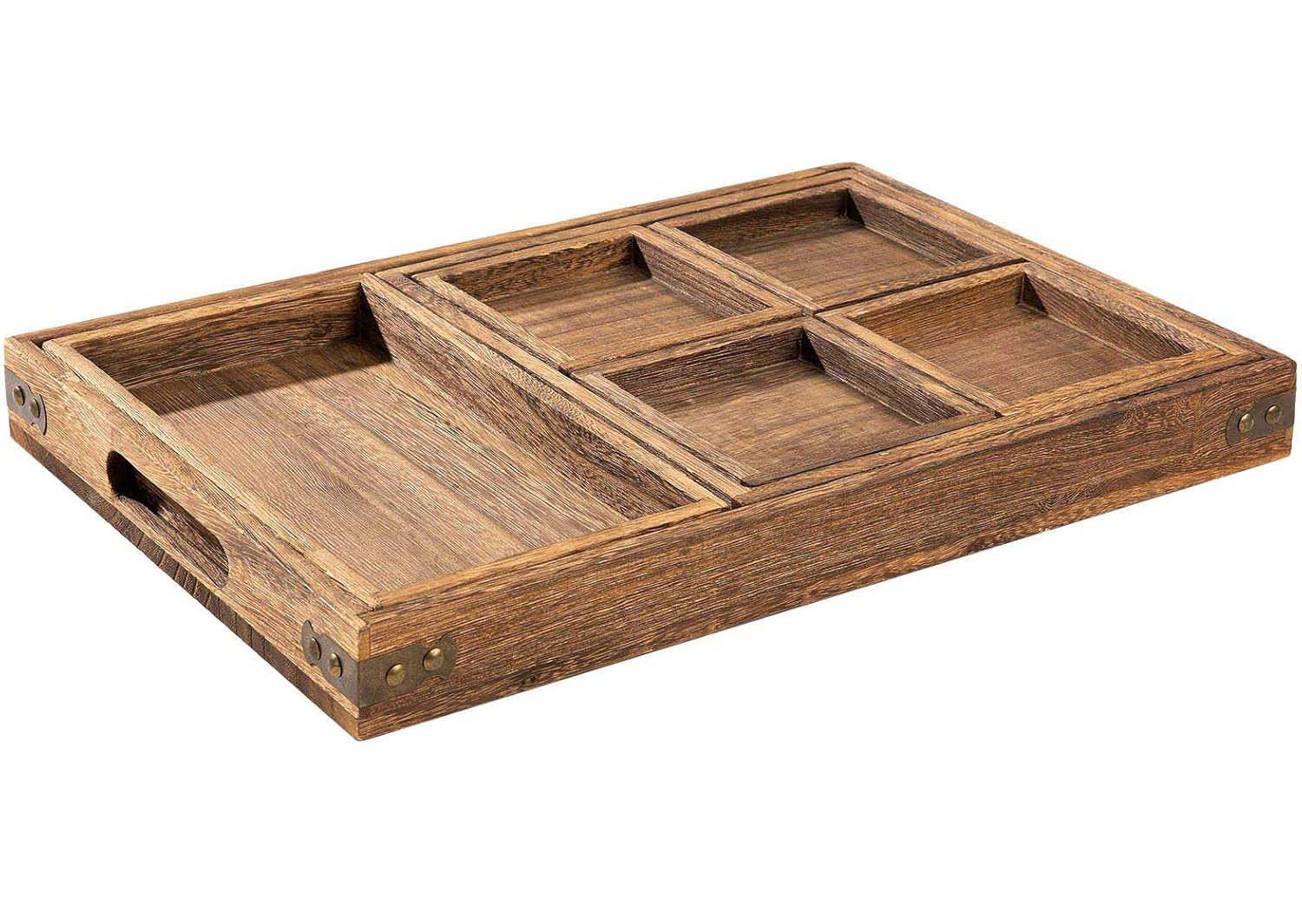 Loon Peak® Rustic Wooden Serving Trays With Handle - Set Of 7 ...