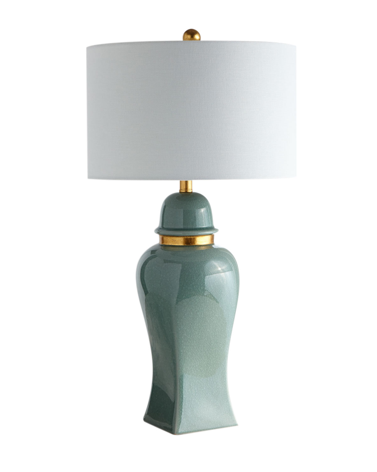 Couture, Inc. Jade Table Lamp with Linen Lamp Shade, Green | Perigold